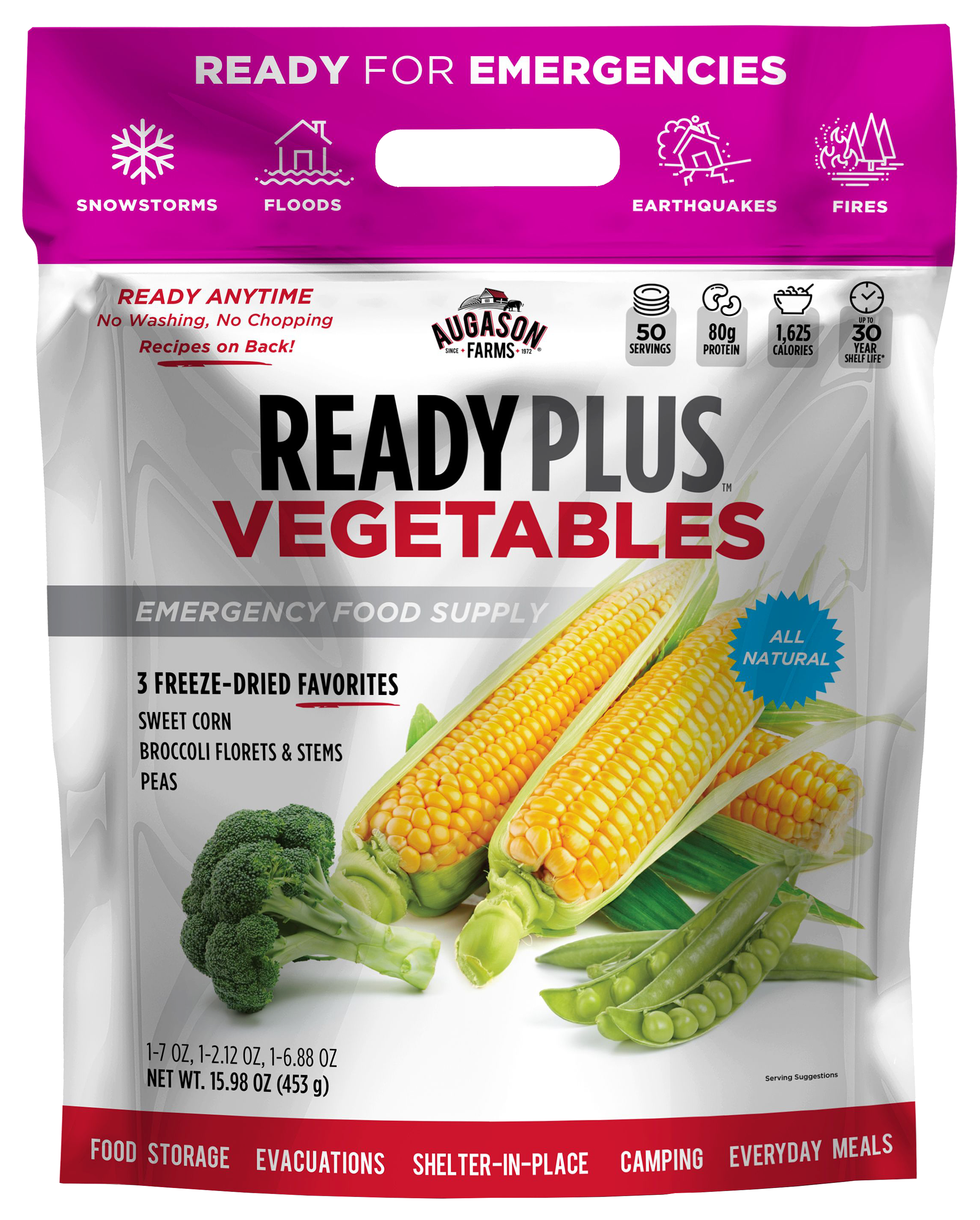 Augason Farms Ready Plus Vegetable Variety Pouch Emergency Food Supply ...